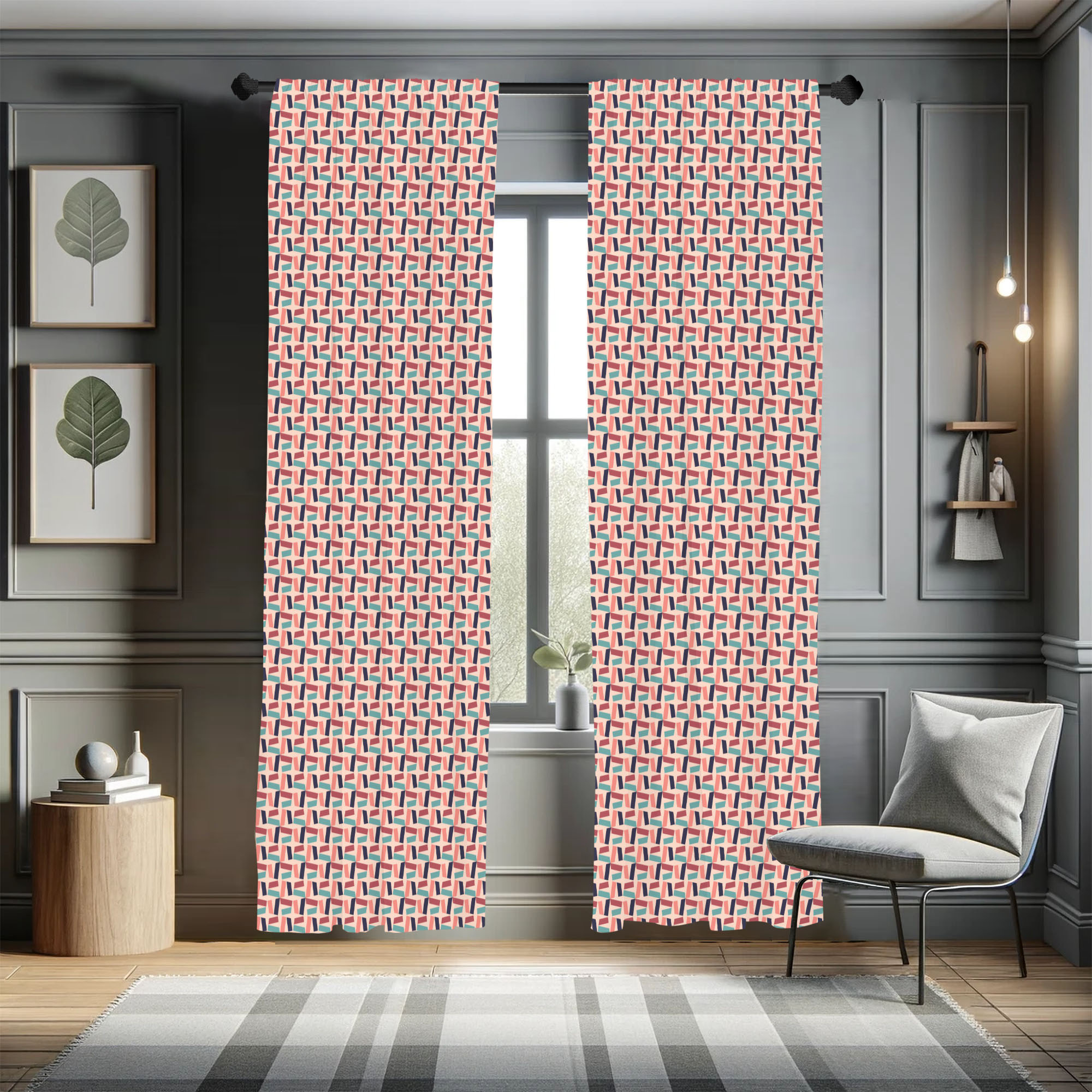 Ebern Designs Geometric Curtains, Colorful Mosaics | Wayfair