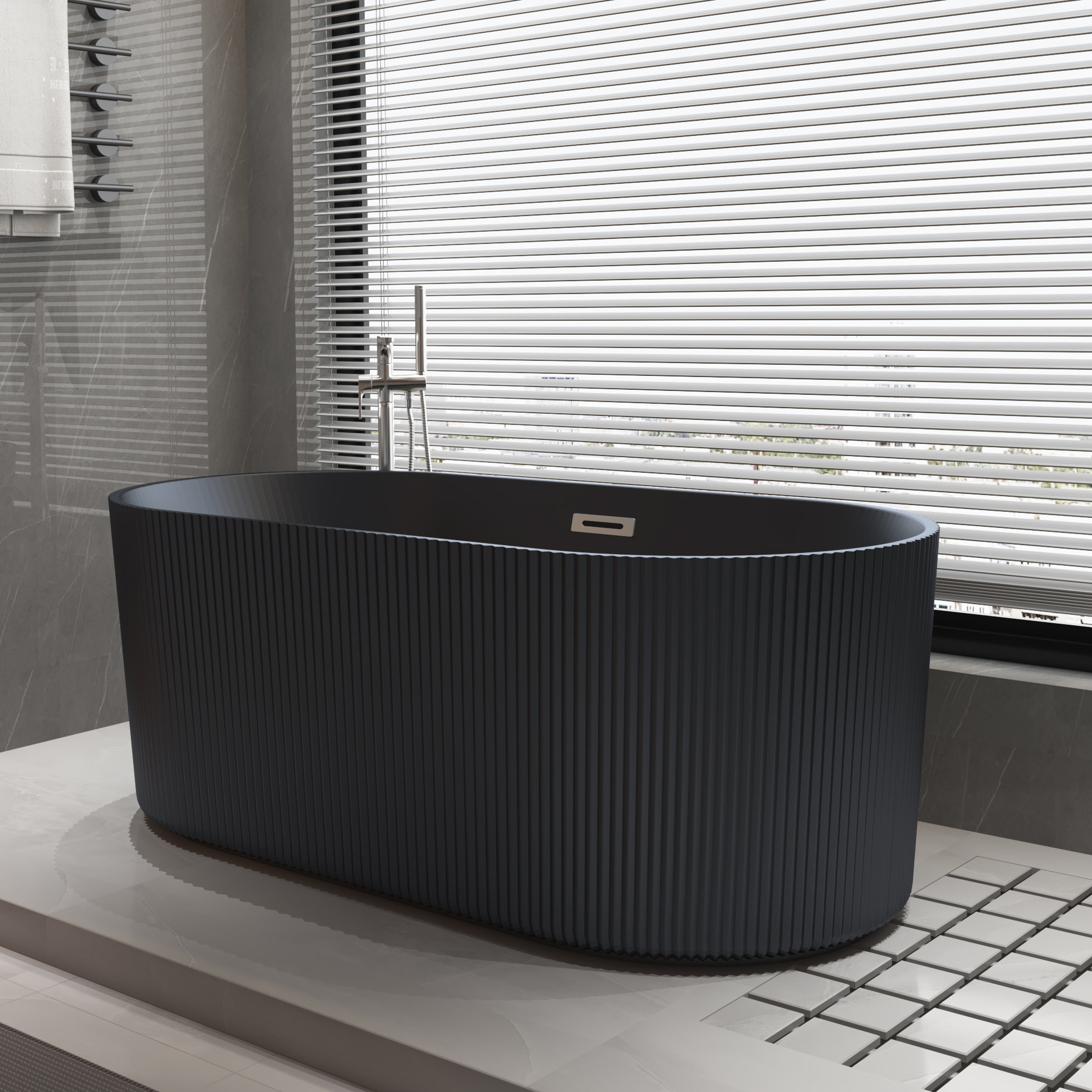 KDK HOME 67 in Freestanding Bathtub Acrylic Deep Soaking Tubs with ...