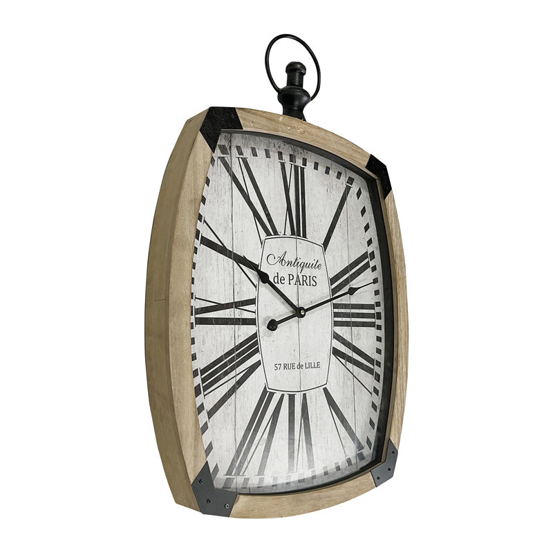 Gracie Oaks Kiara Wood Rectangle Farmhouse Style Wall Clock | Wayfair