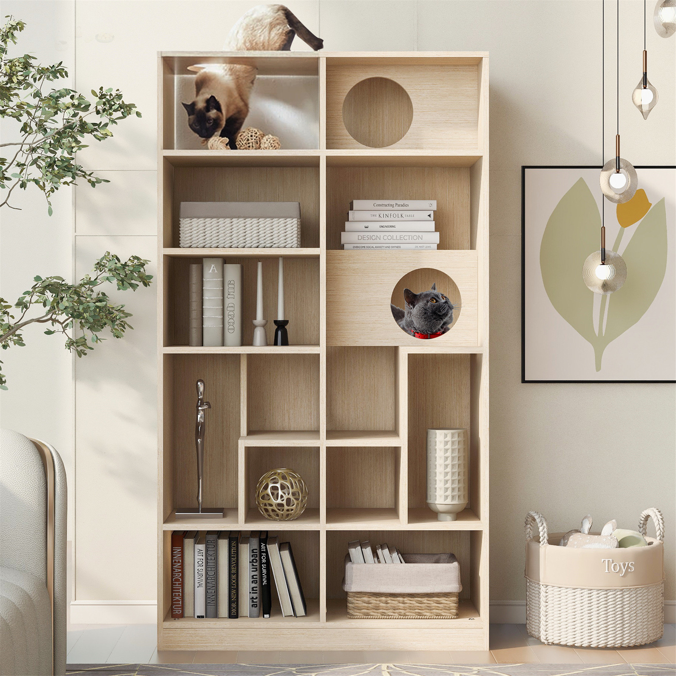 Corrigan Studio Furniture Style Cat Bookcase with Shelves, Combining ...