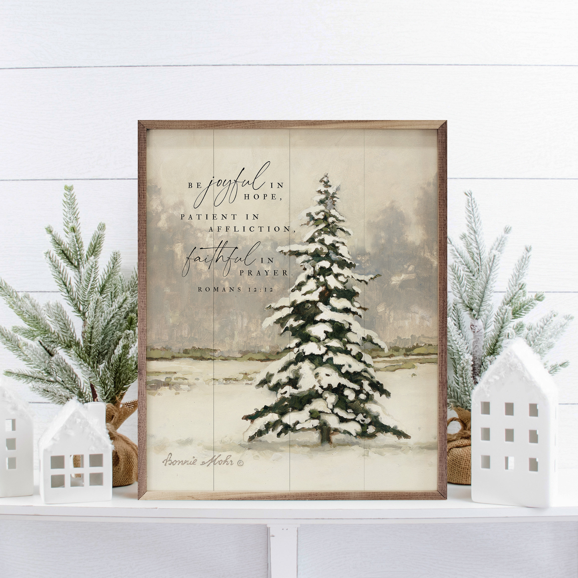The Holiday Aisle® Be Joyful In Hope Winter Tree By Bonnie Mohr ...
