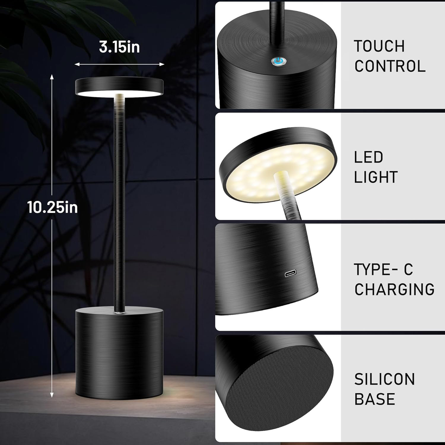 Kazoo Cordless LED Table Lamp Rechargeable - 5000Mah Portable Battery ...