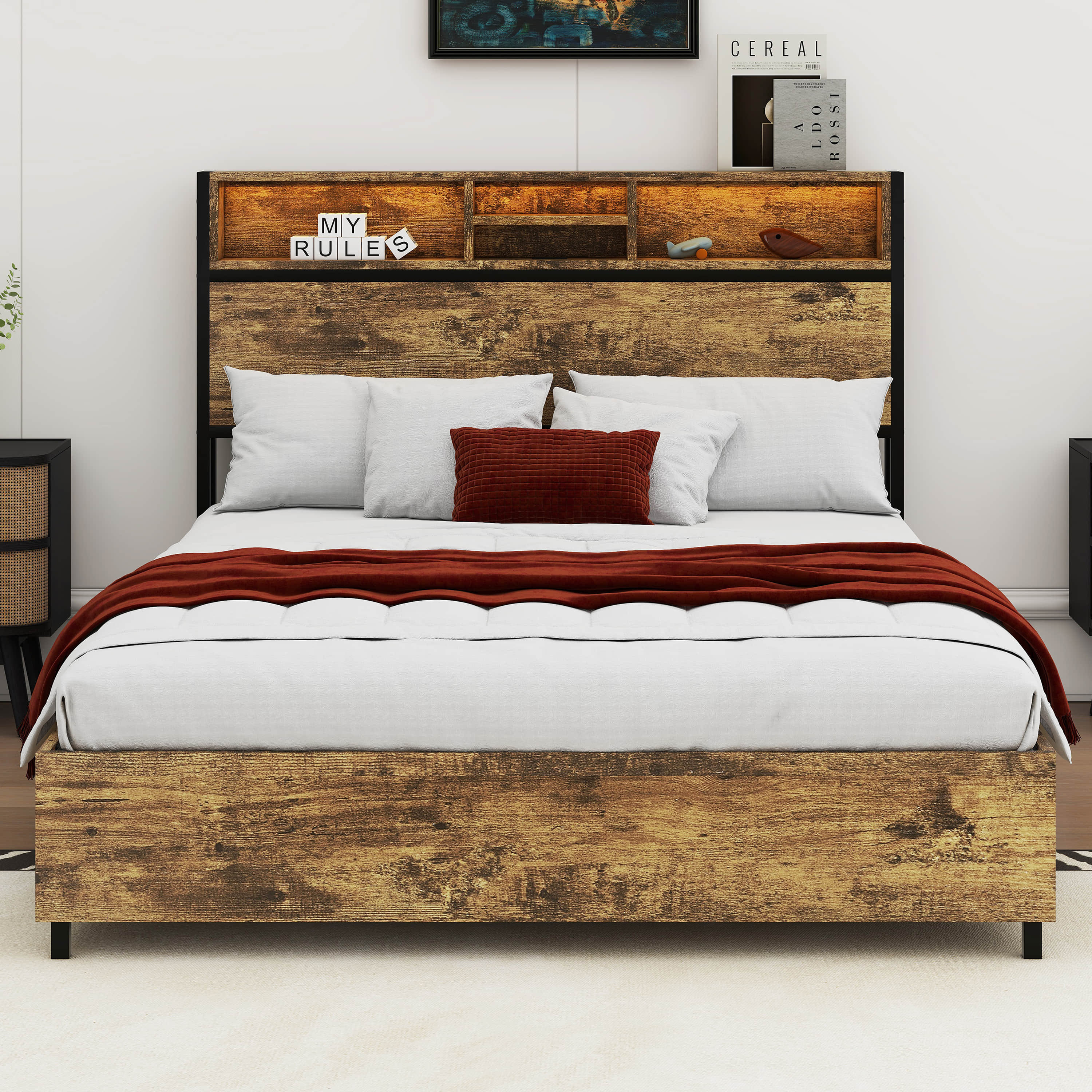 17 Stories Kokaras Metal Platform Bed With Underneath Storage, LED and ...