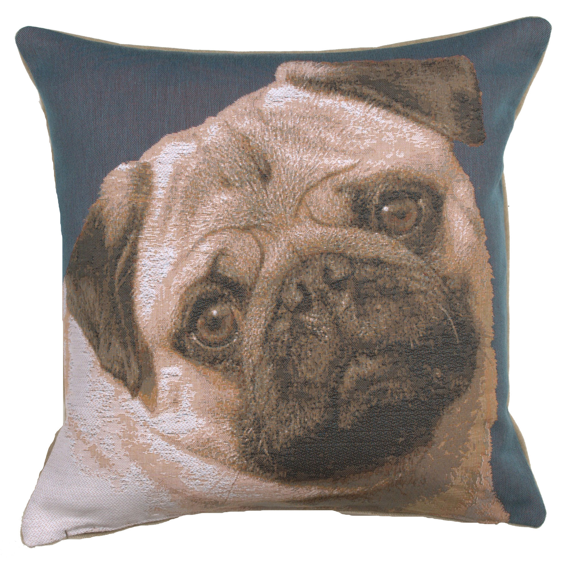 Charlotte Home Furnishings Pugs Face European Cotton Throw Pillow Cover ...