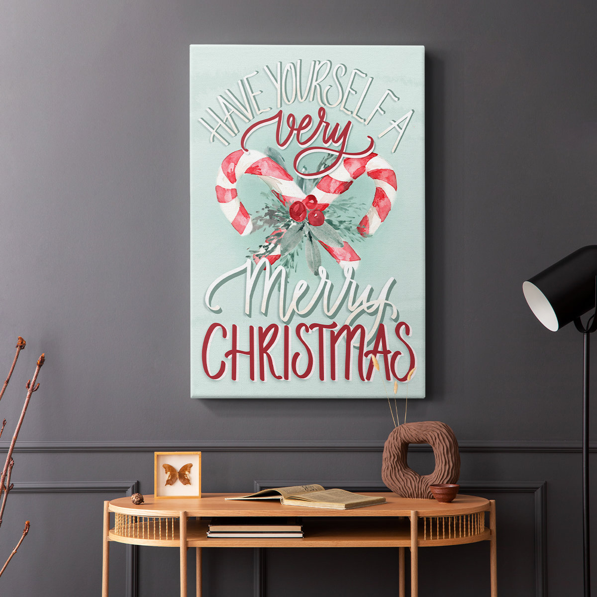 The Holiday Aisle® Candy Cane -Gallery Wrapped Cavas | Wayfair
