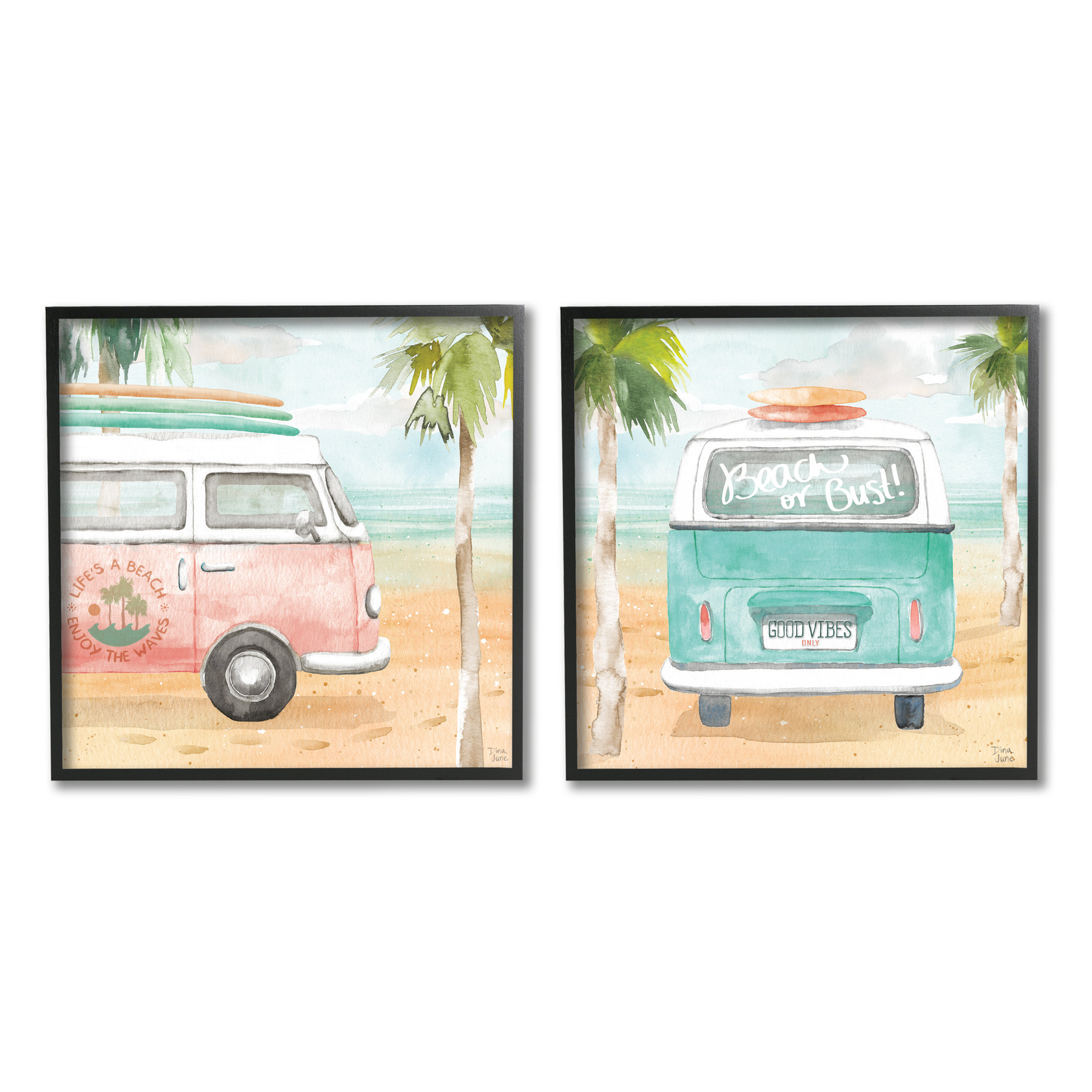 Dovecove Tropical Beach Vacation Van by Dina June - 2 Piece Painting ...