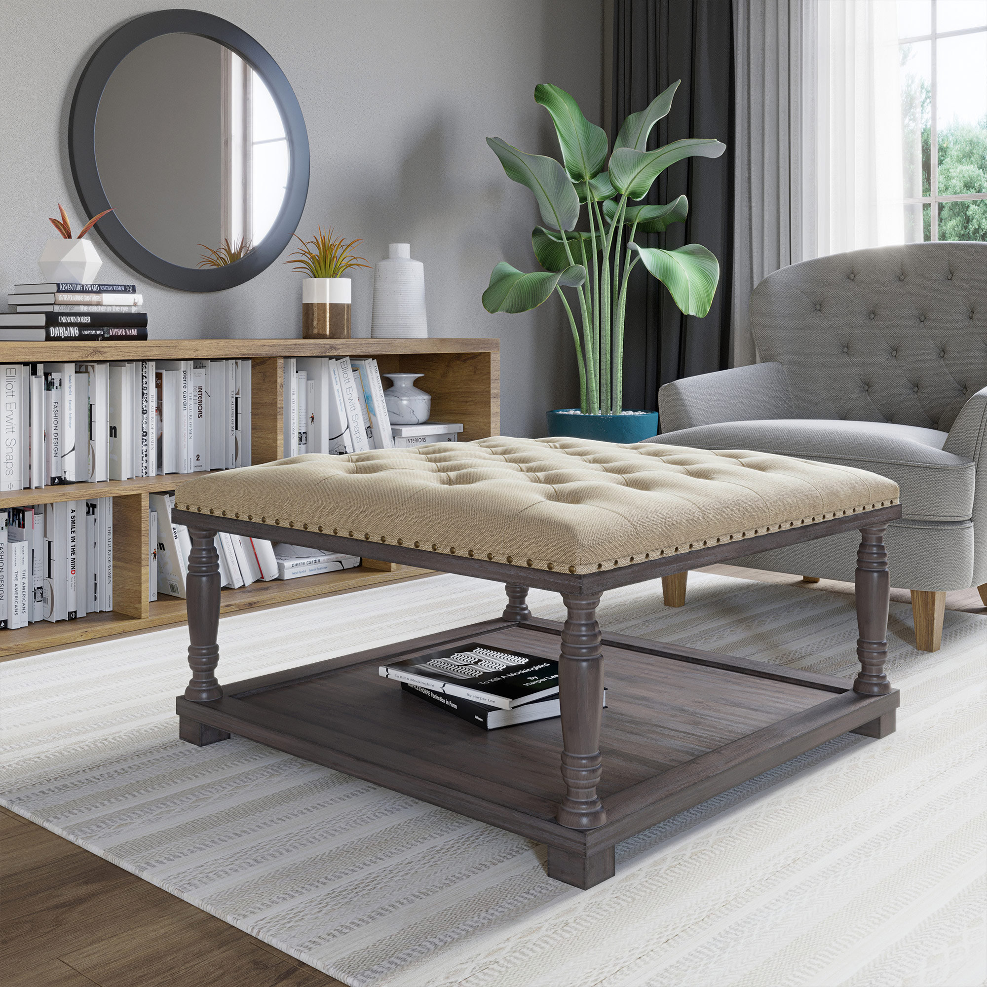Alcott Hill® Fredrika 33" W Tufted Storage Ottoman Upholstered ...