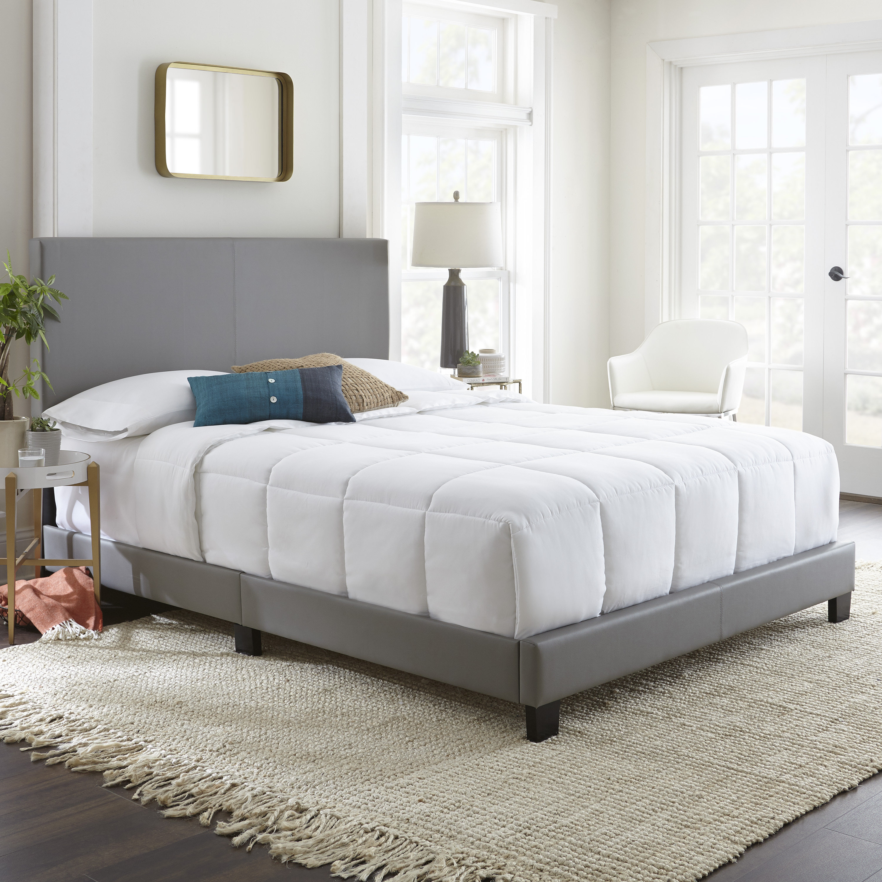 Boyd Sleep Florence Faux Leather Fabric Upholstered Platform Bed Frame ...
