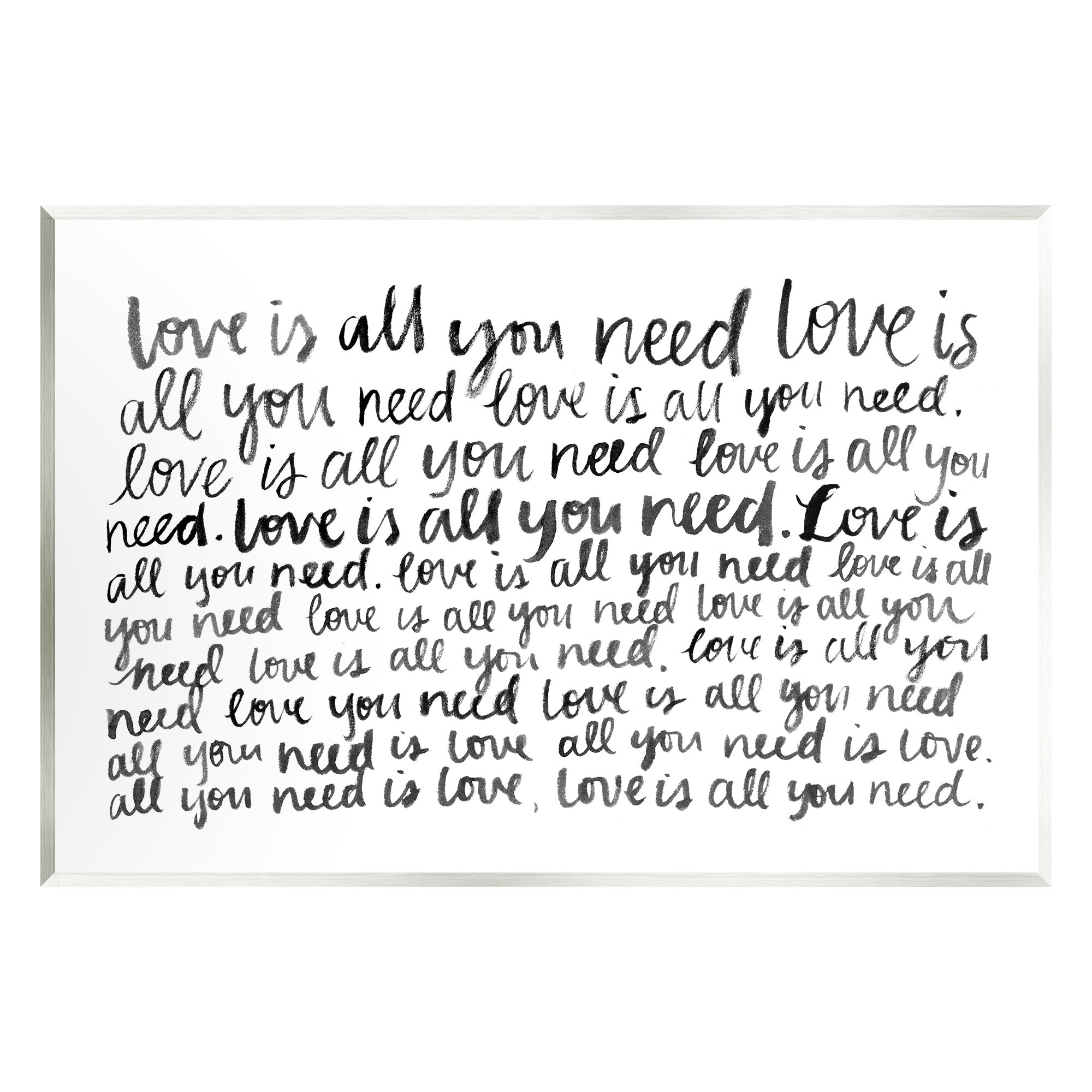 Stupell Industries Love All You Need Romantic Calligraphy Casual ...