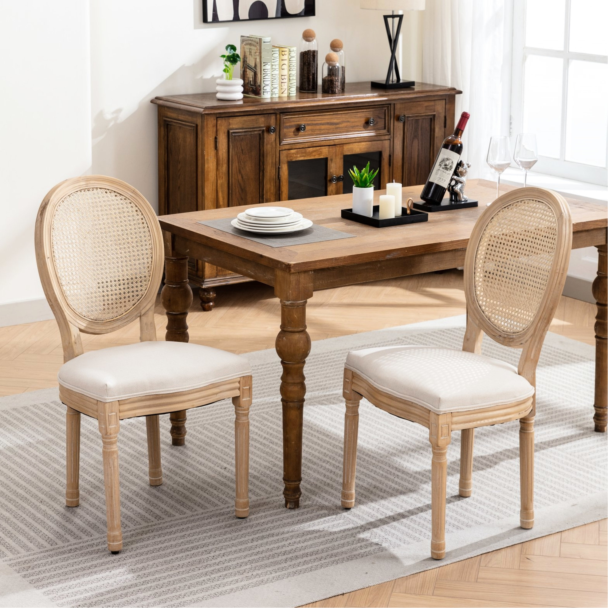 Red Barrel Studio® French Style Dining Chair Of 2, Linen With Back ...