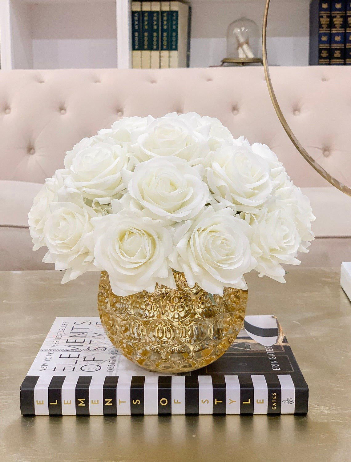 Flovery Rose Gold Faux Floral Centerpiece - Real Touch Roses | Perigold