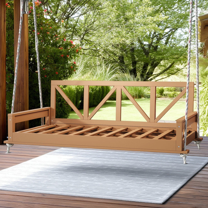 Ebern Designs Balancelle de patio simple en bois d'acacia, structure de ...