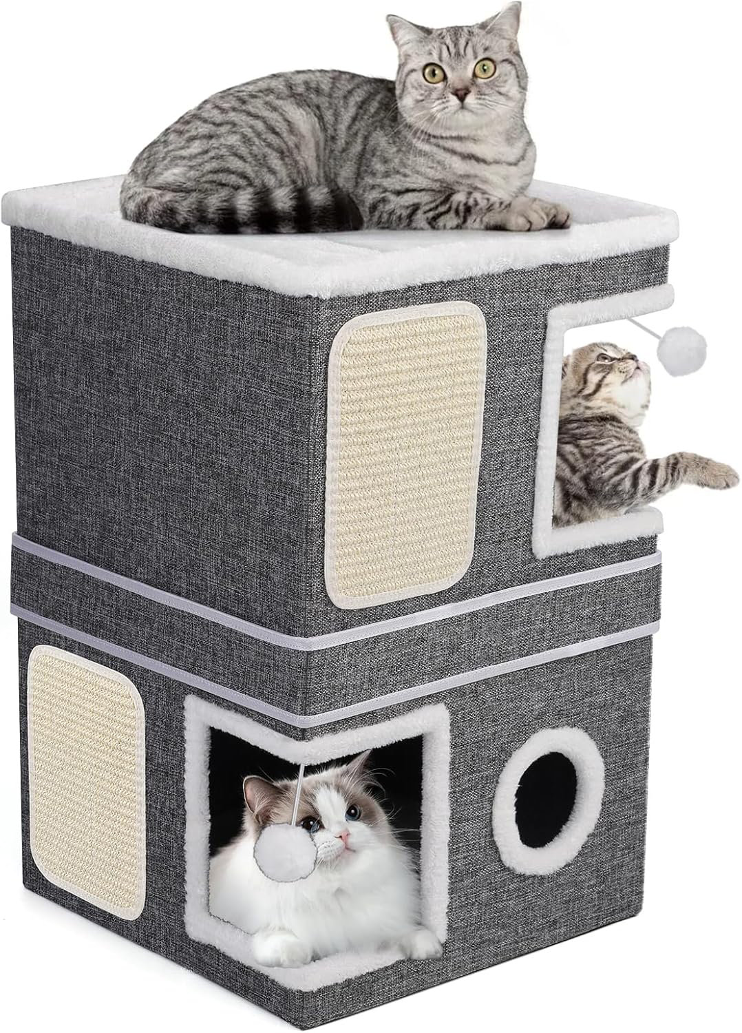 Tucker Murphy Pet™ 2-Storey Cat House For Indoor Cats, Separate Into 2 ...
