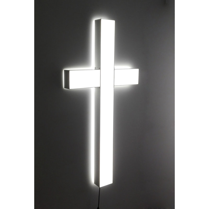 Ivy Bronx Premium Metal & Acrylic Cross LED Lighted Cross, Christian ...