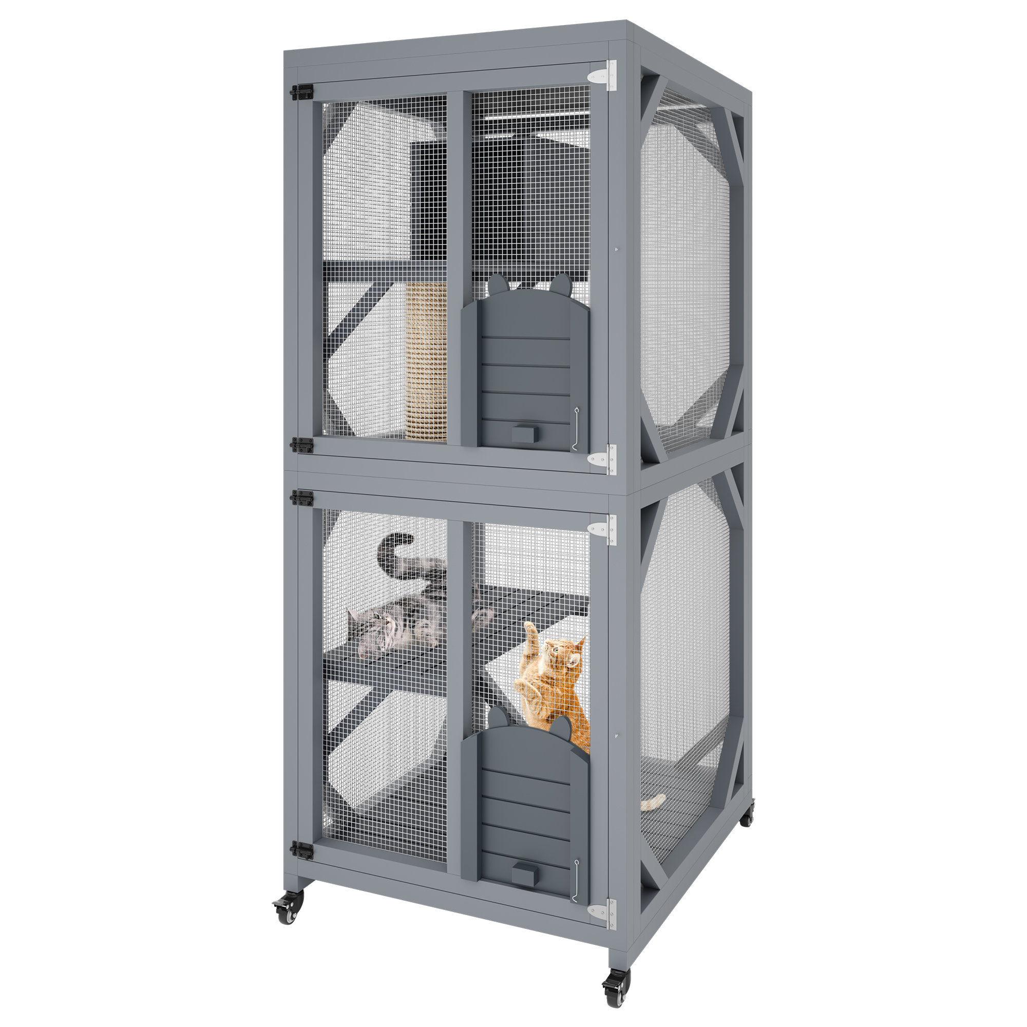 Tucker Murphy Pet™ Pet 4 Level Wood Cat House Catio, Mobile Outdoor Cat ...