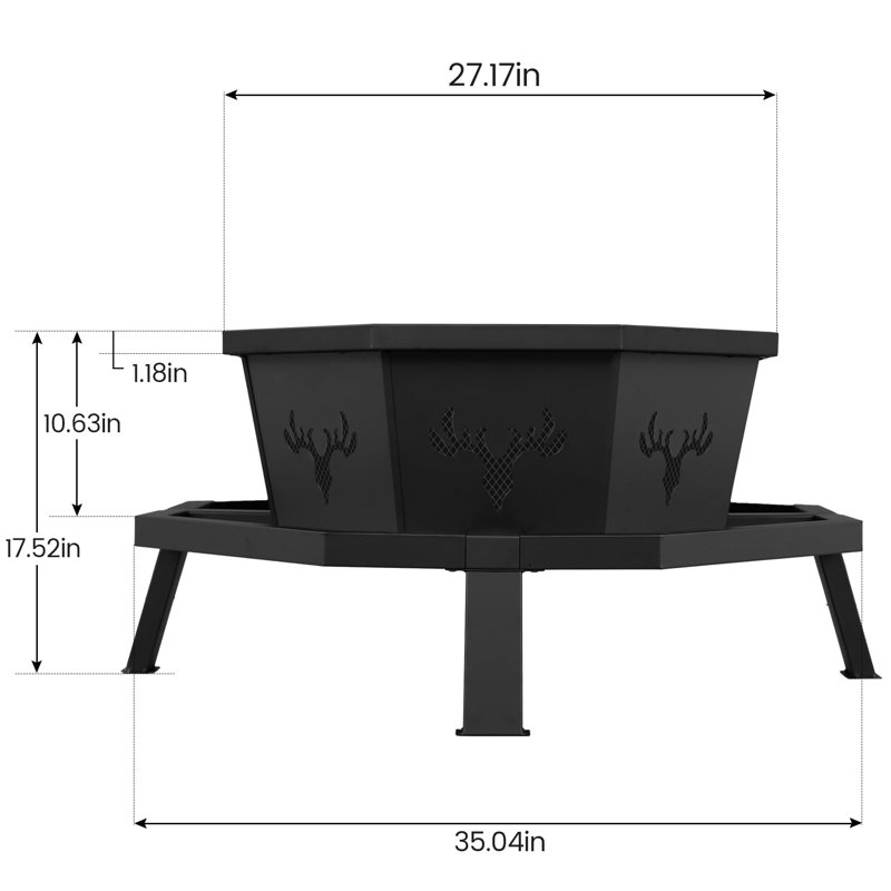 Bigbiglife 35 Inch Octagonal Fire Pit,Outdoor Fire Pit,Wood Burning ...
