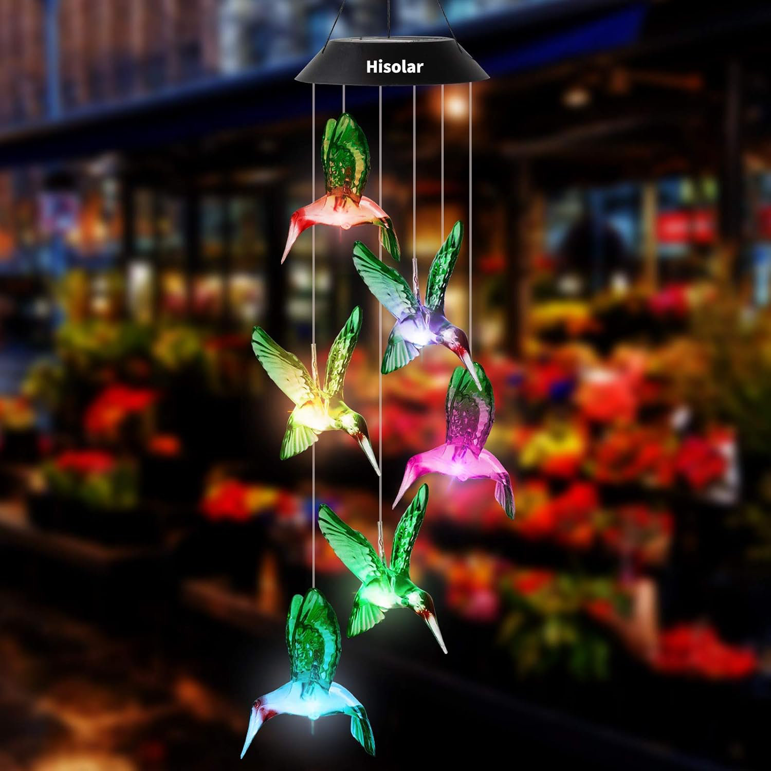 Red Barrel Studio Hummingbird Solar Wind Chimes, Colour Changing LED ...
