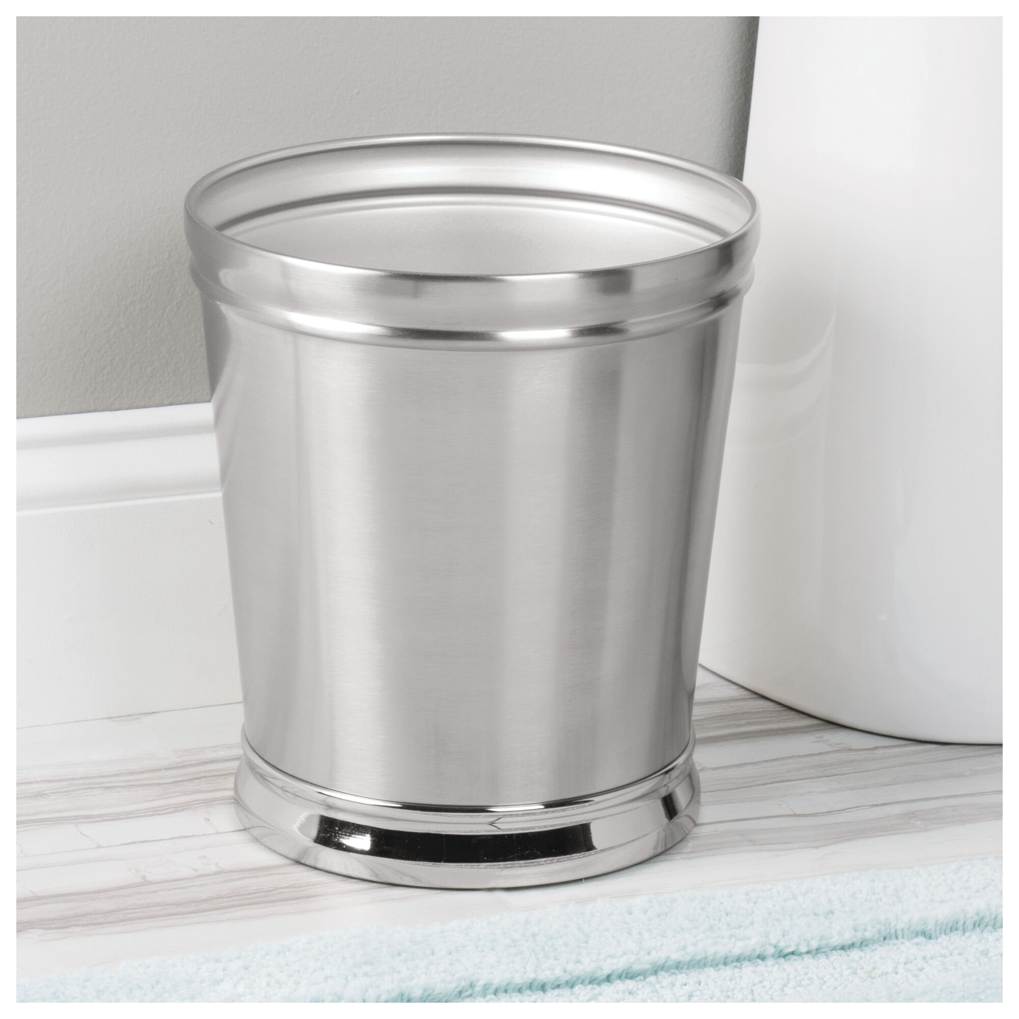 mDesign Metal Round Small Trash Can Wastebasket Garbage Bin & Reviews ...