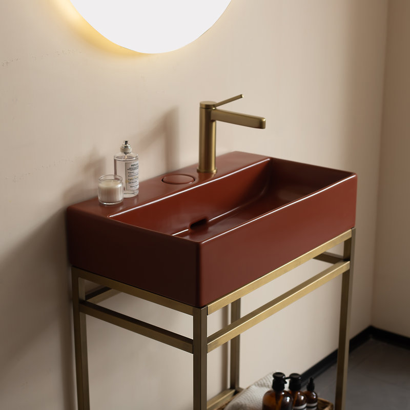 Mercer41 Lofi 24" Bathroom Vanity With Ceramic Basin, Freestanding ...