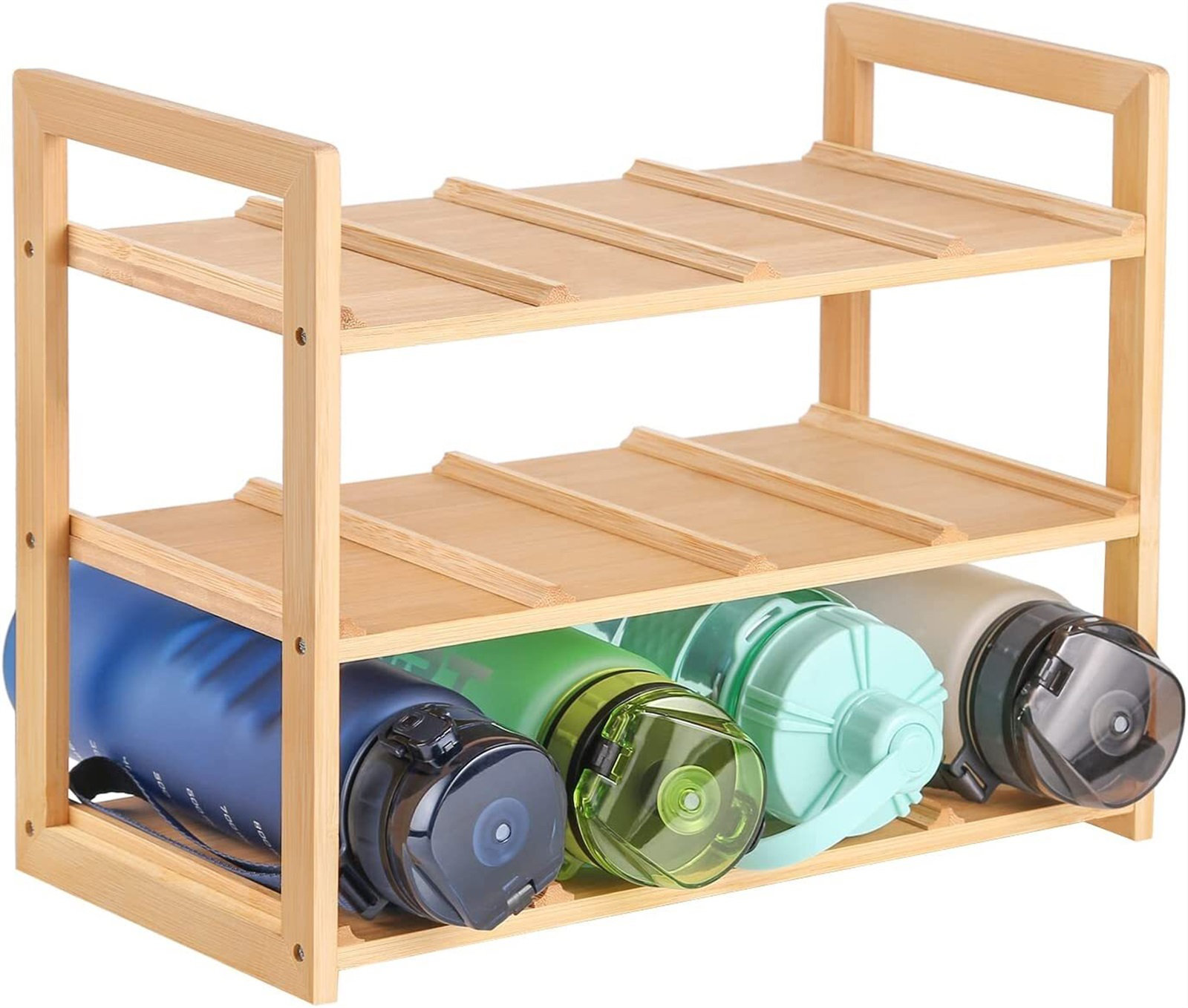 Rebrilliant Makye Solid Wood Floor Wine Bottle & Glass Rack in Grey ...