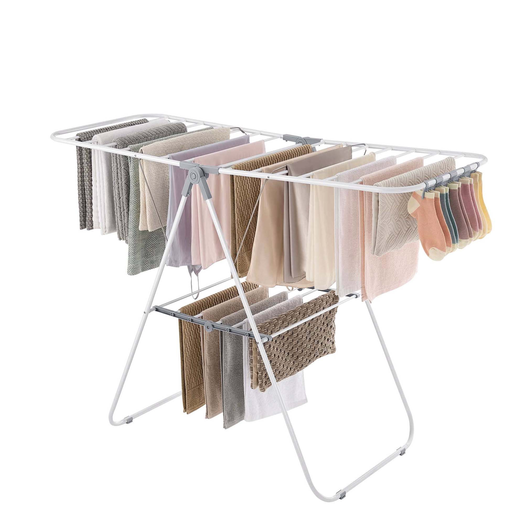 FLOORING CENTER LLC Clothes Drying Rack With 2 Height-Adjustable ...