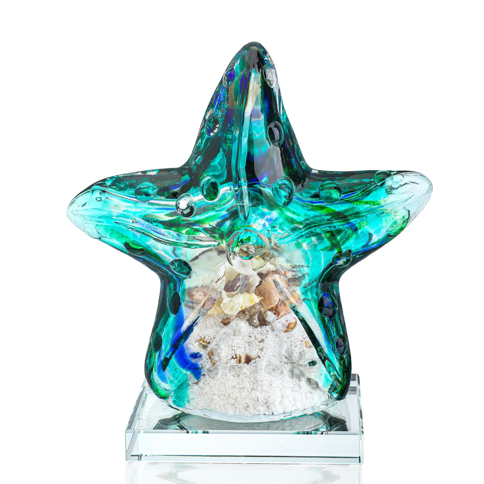Rosecliff Heights Hand-Blown Glass Starfish Figurine with Sand Shell ...
