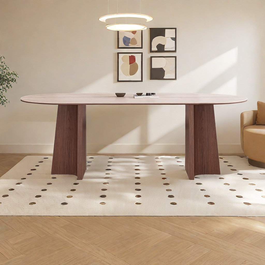 Greyleigh Oval Minimalist Dining Table Oval Solid Wood Base Dining ...