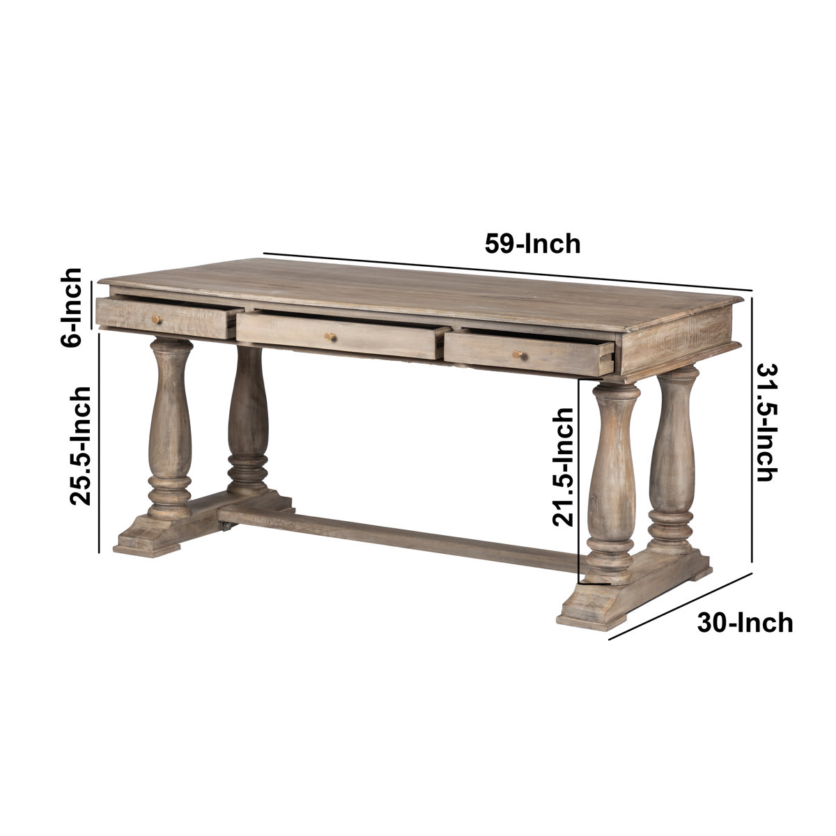 One Allium Way® Aurice Graywash Mango Wood Writing Desk | Wayfair