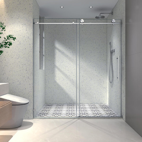 bayxinta 6076 frameless one fixed and one shifted Shower Door - Wayfair ...