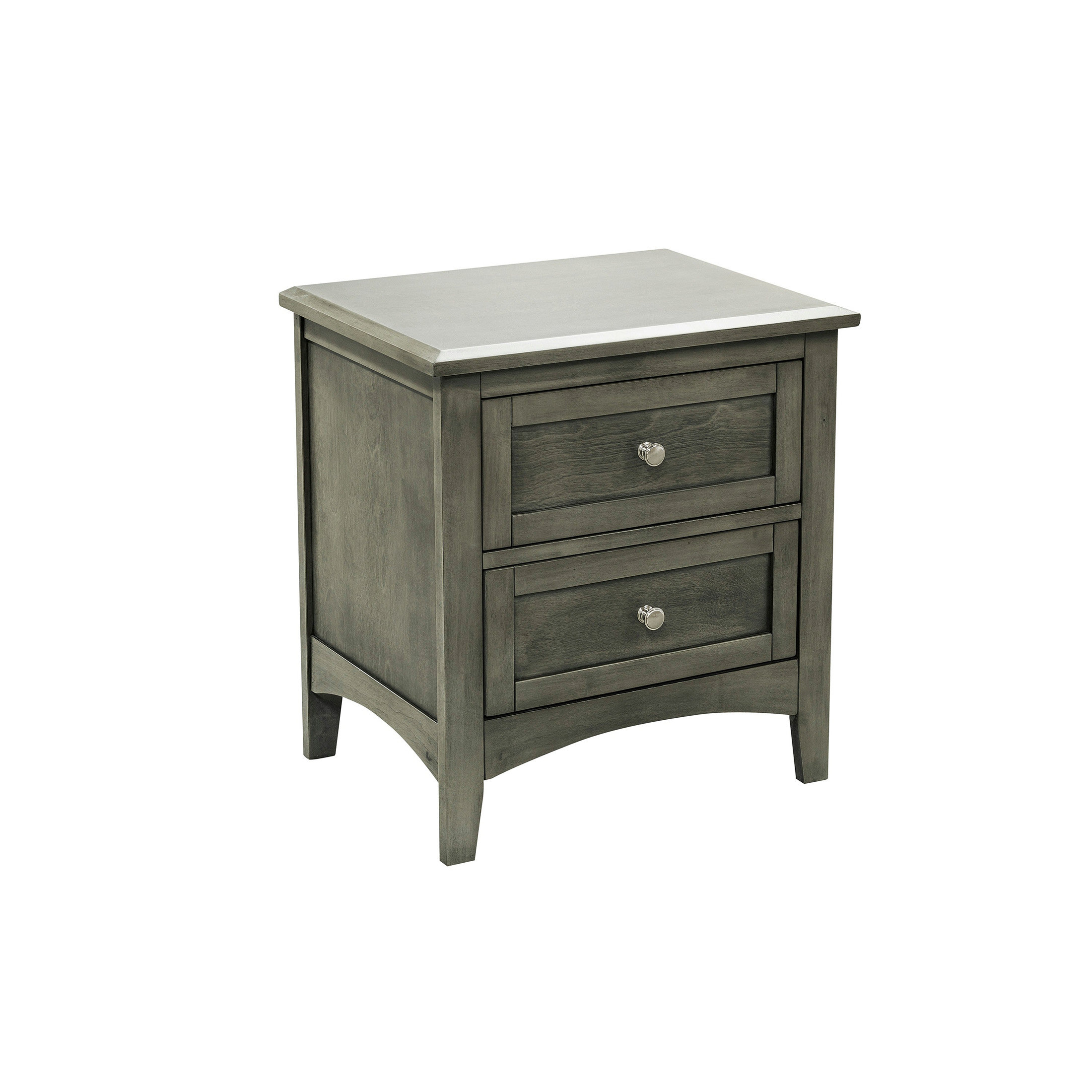 Canora Grey Cool Gray Finish 1pc Nightstand of Drawers Brushed Nickel ...