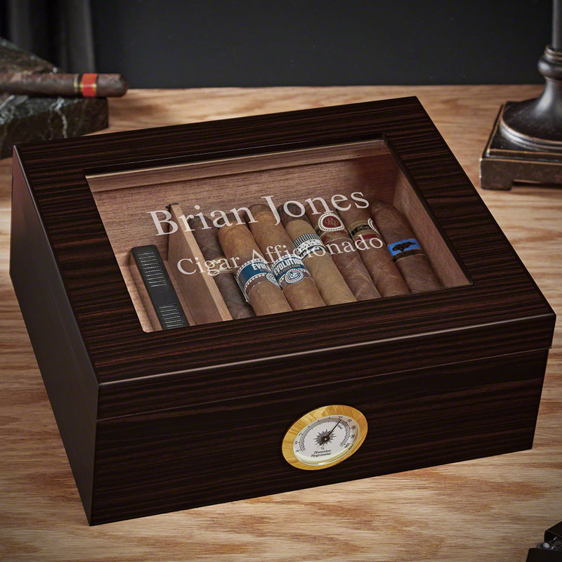 Home Wet Bar Dante Personalized Humidor Cigar Box With Hygrometer ...