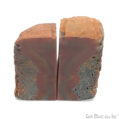 GEMMART USA Red Geode Bookend, Unique Agate Bookend Pair, Mineral Rock ...