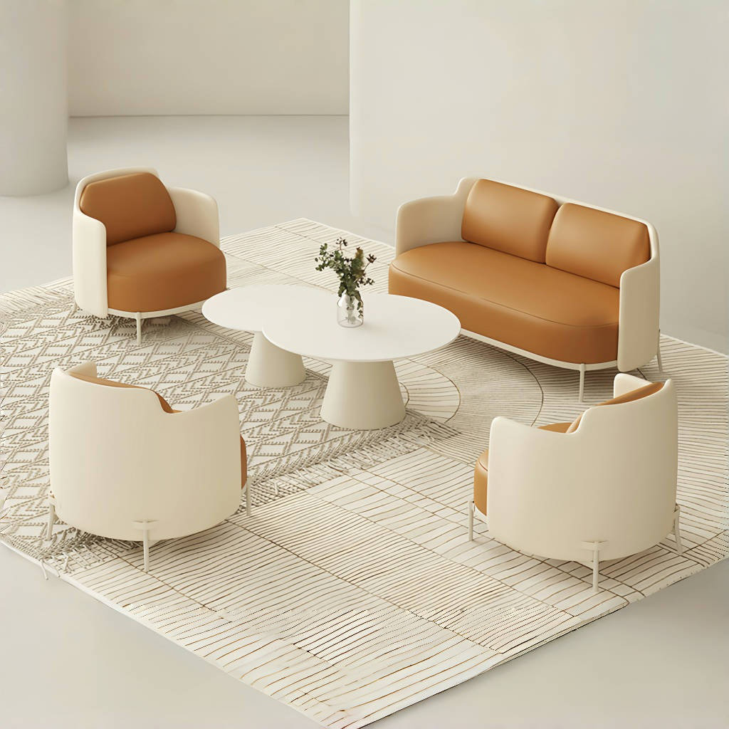 Lifton Light Luxury Simple Sofa Coffee Table Combination 6 - Piece Faux ...