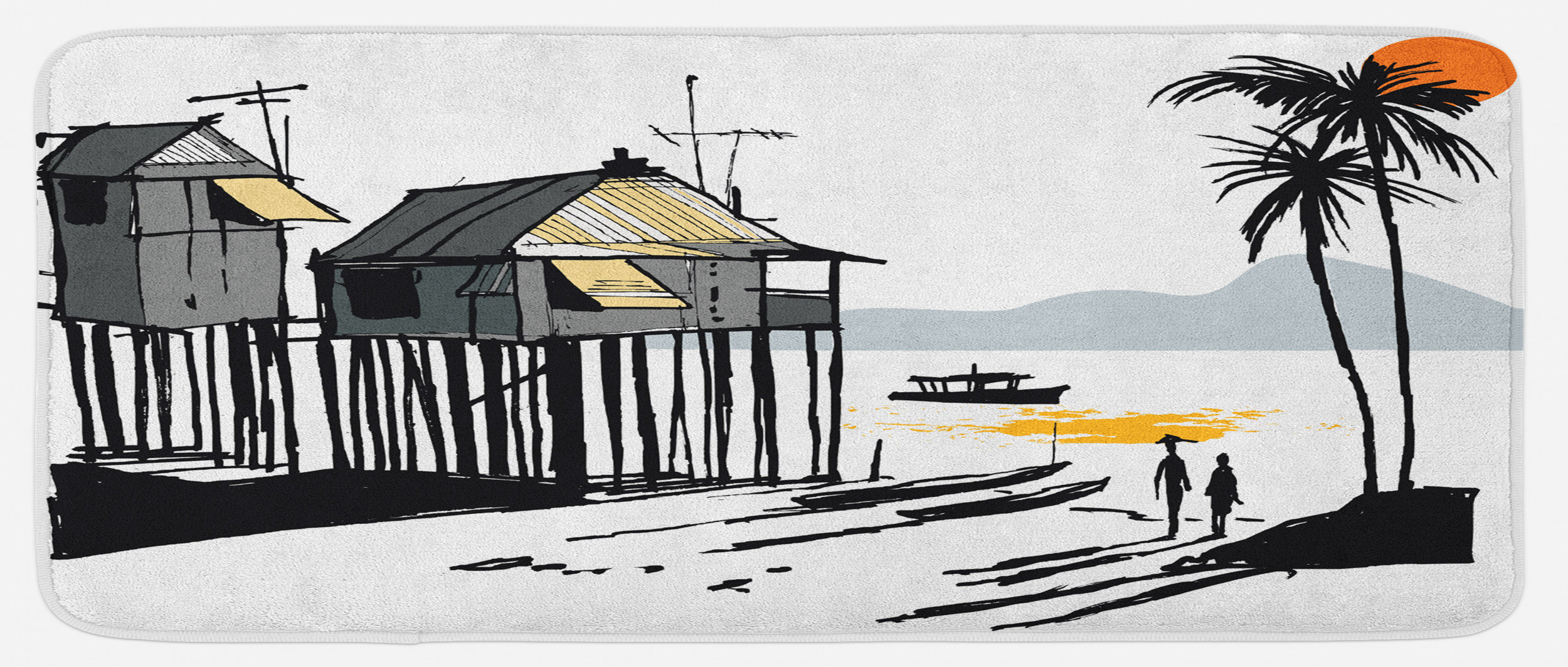 East Urban Home Sketchy Fishing Village Malay In Singapore With Houses ...