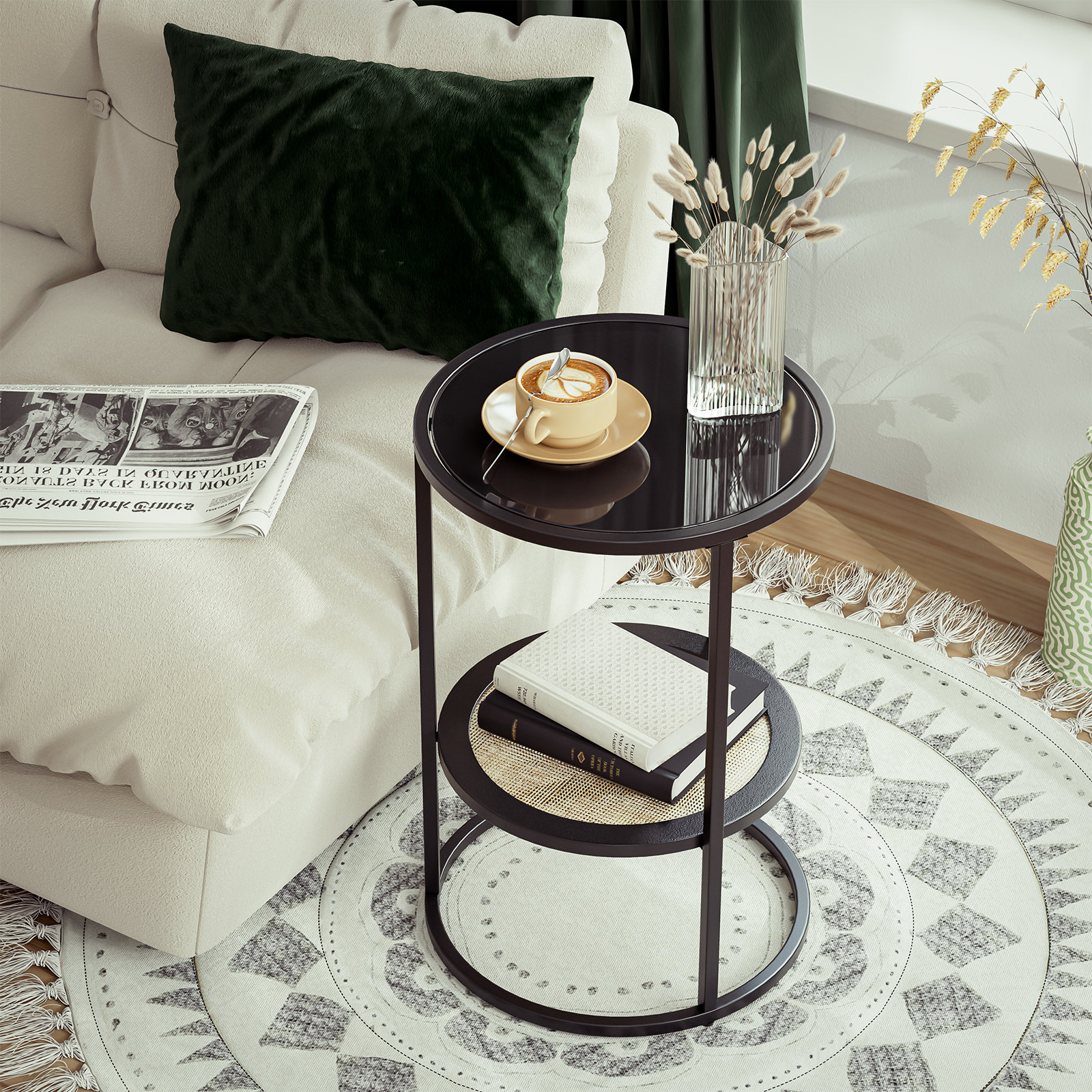 Bay Isle Home™ Manel Glass Frame End Table Set with Storage & Reviews ...