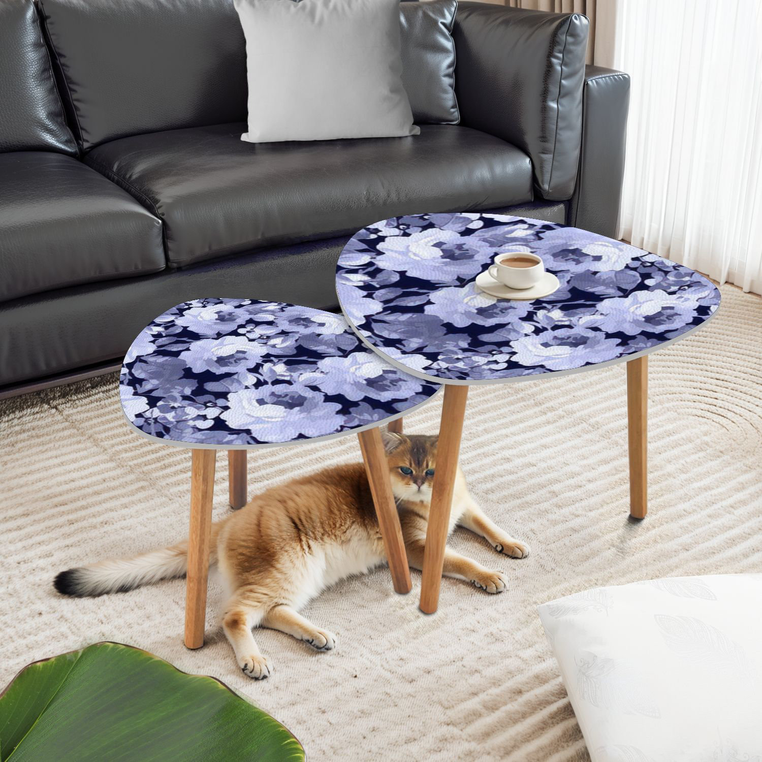 George Oliver Triangle Nesting Coffee Table Set of 2 Seamless floral ...