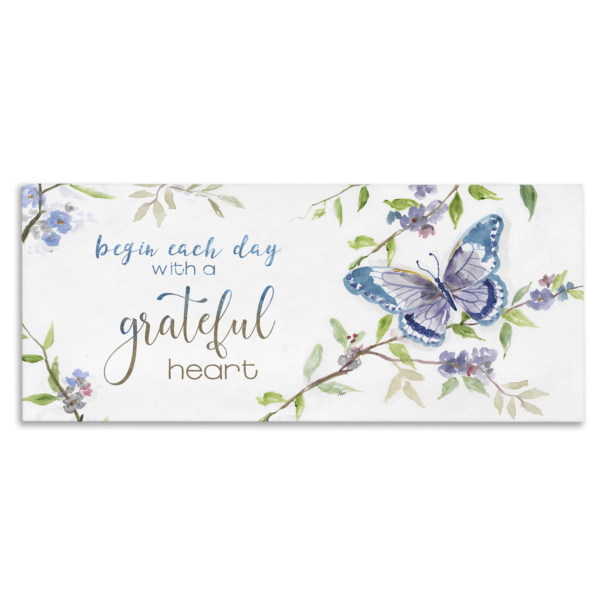 Stupell Industries Begin Day With Grateful Heart Floral Blossom ...