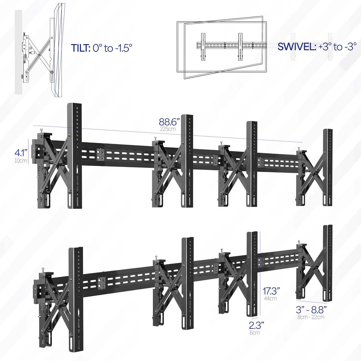 VIVO 2x2 Pop-Out Video Wall Mount (Fits 4 TVs) for 37” to 65” Plasma ...