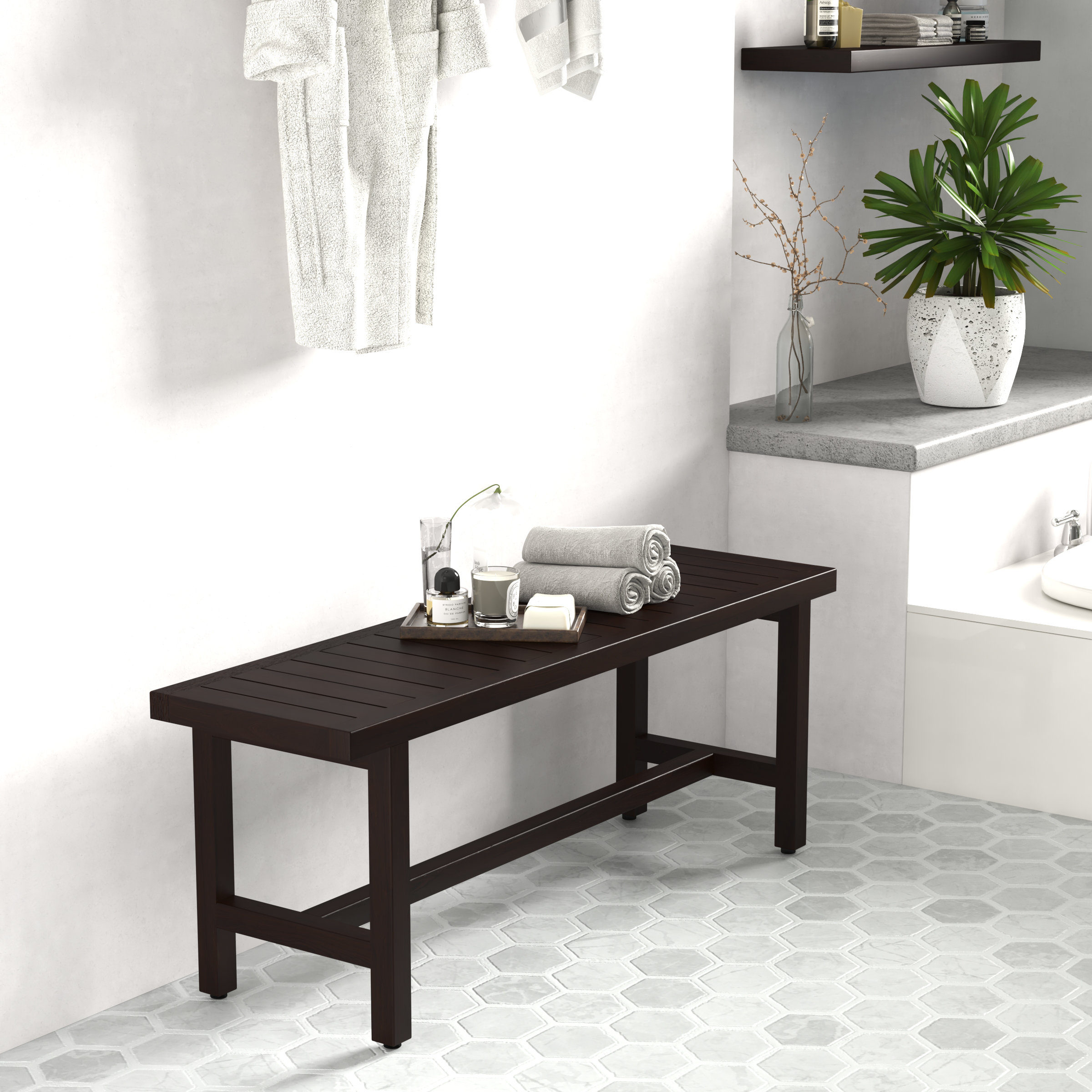Aqua Teak Spa Lotus Grand Estate Teak Shower Bench - Wayfair Canada
