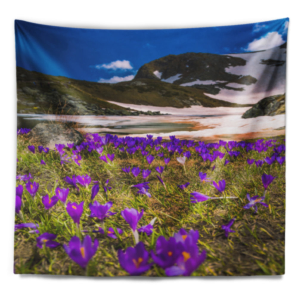 East Urban Home Blooming Crocus Flowers in Rila Mountains Tapestry ...