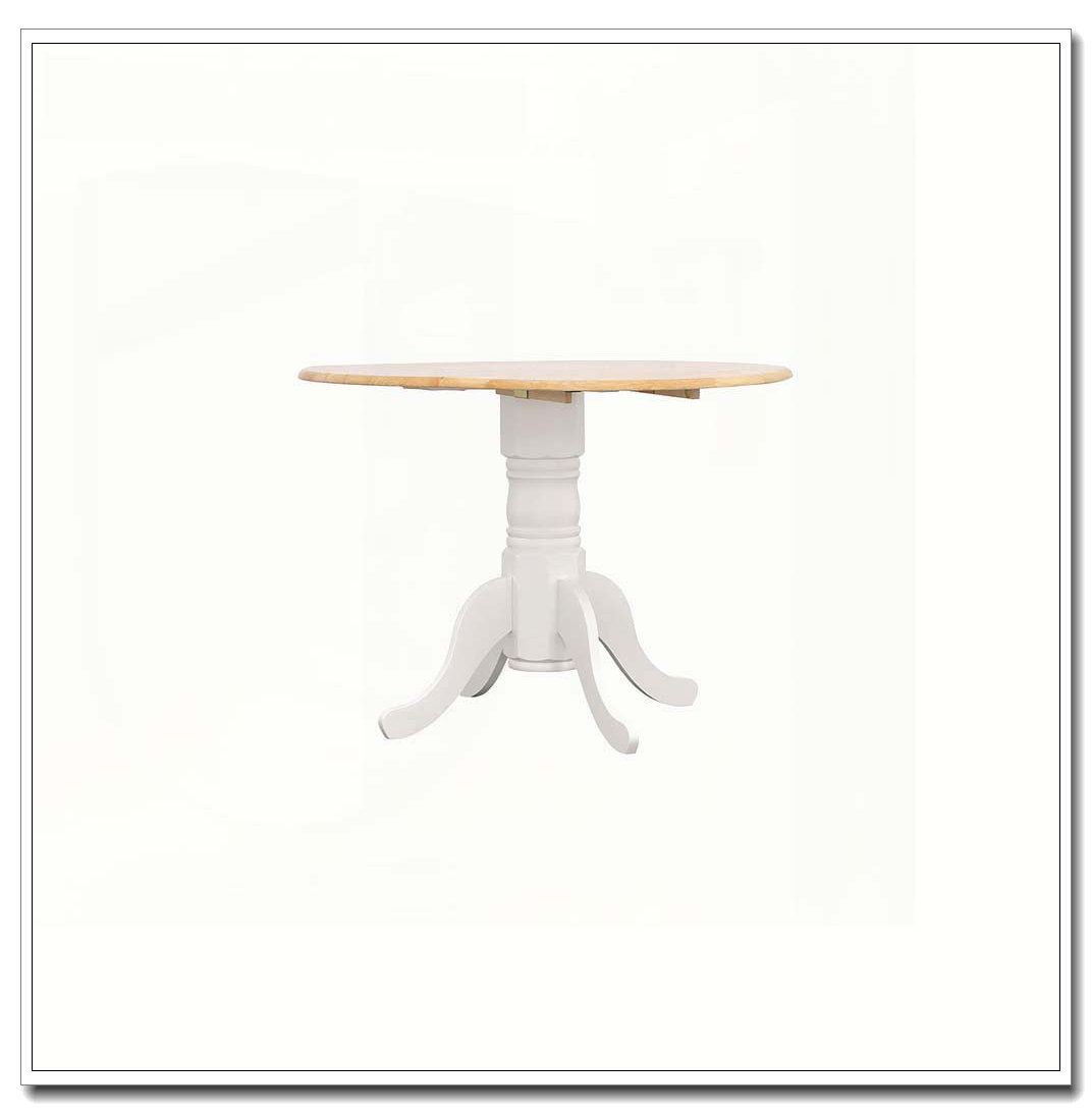 Latitude Run® Round 40-inch Drop Leaf Extension Dining Table, White and ...