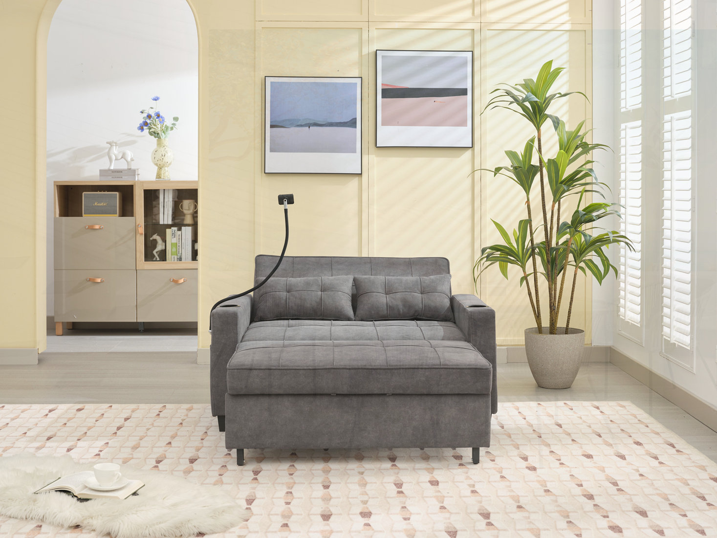 Latitude Run® Convertible Pull-Out Sleeper Chair with Adjustable ...