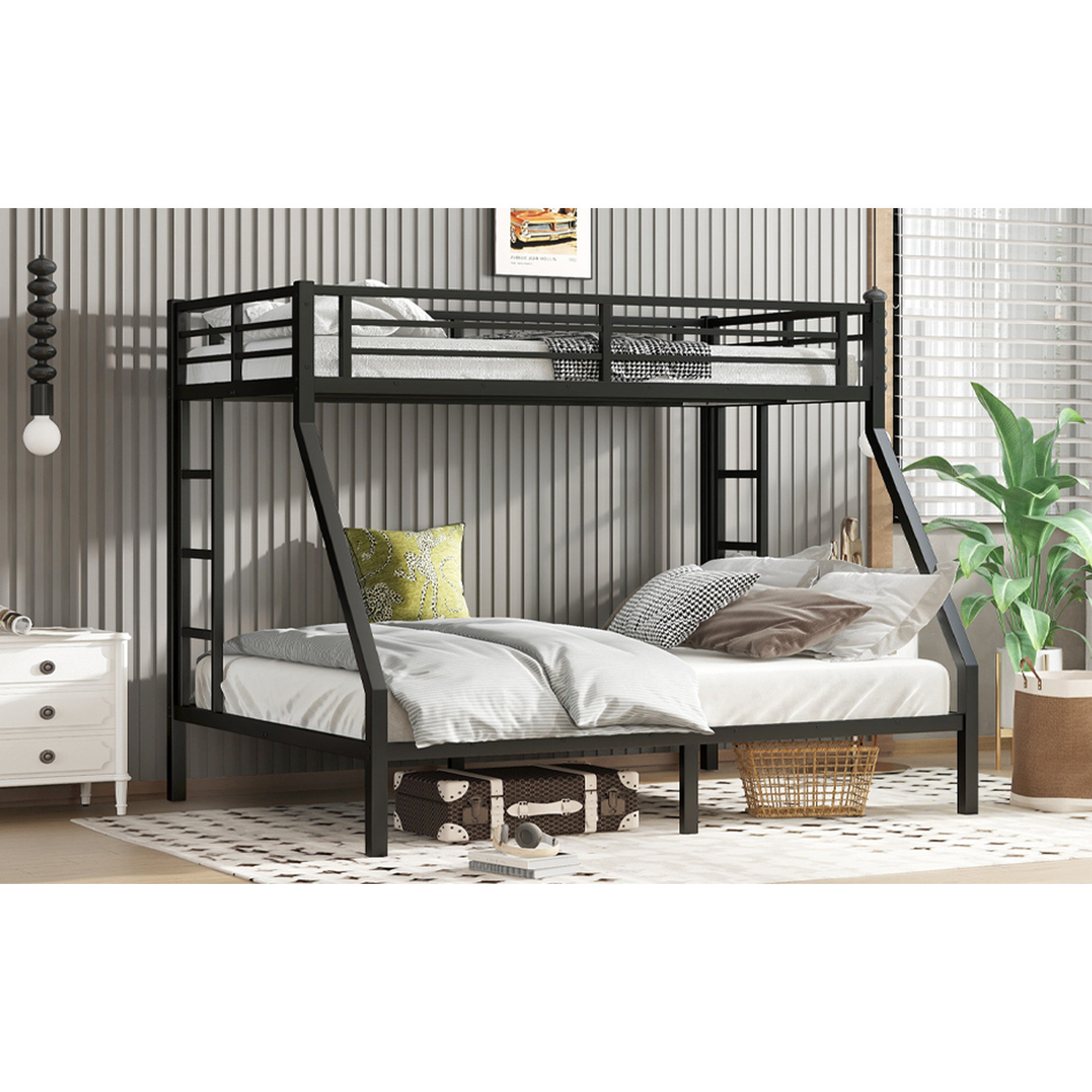 Latitude Run® Twin Xl Over Queen Metal Bunk Bed, Teens, Space - Saving ...