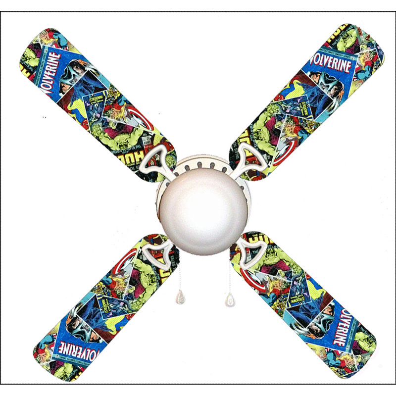 888 Cool Fans 42" 4 - Blade Flush Mount Ceiling Fan with Pull Chain and ...