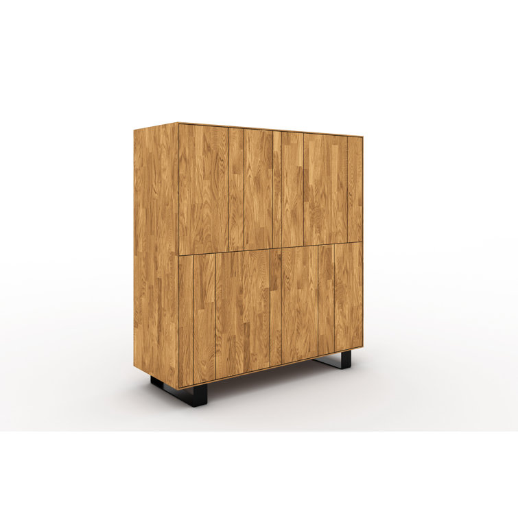 Ebern Designs Steel 132cm Wide Oak Solid Wood Highboard | Wayfair.co.uk