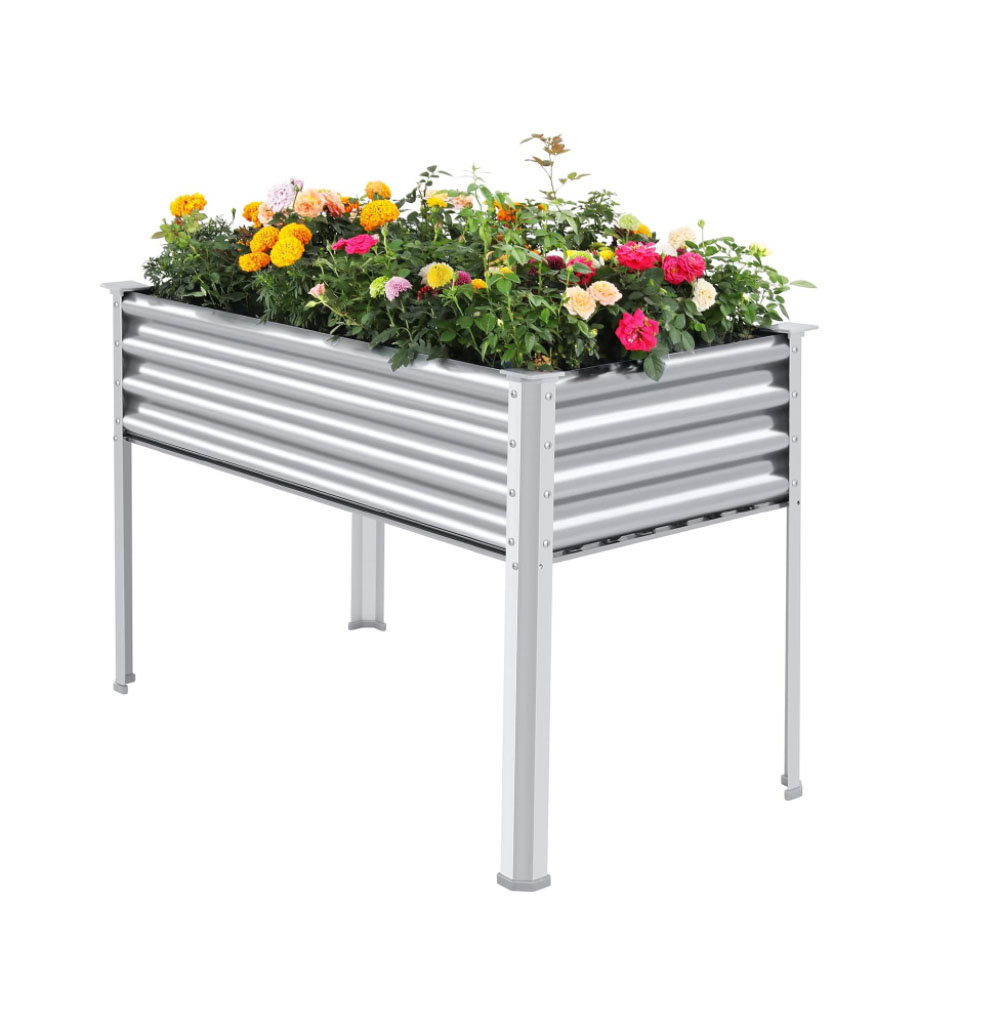 Hokku Designs Galvanized Raised Garden Bed With Legs, Large Metal ...