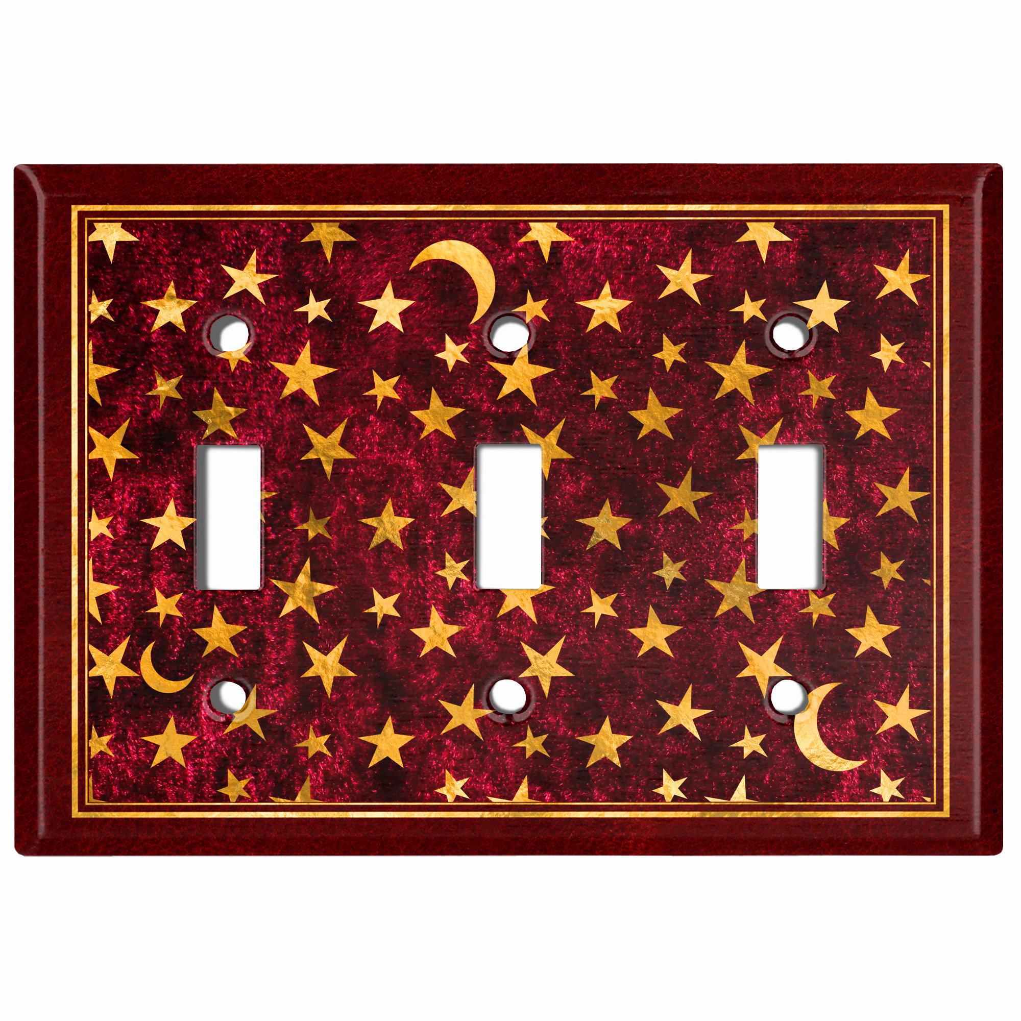 WorldAcc Metal Light Switch Plate Outlet Cover (Night Star Moon Red ...