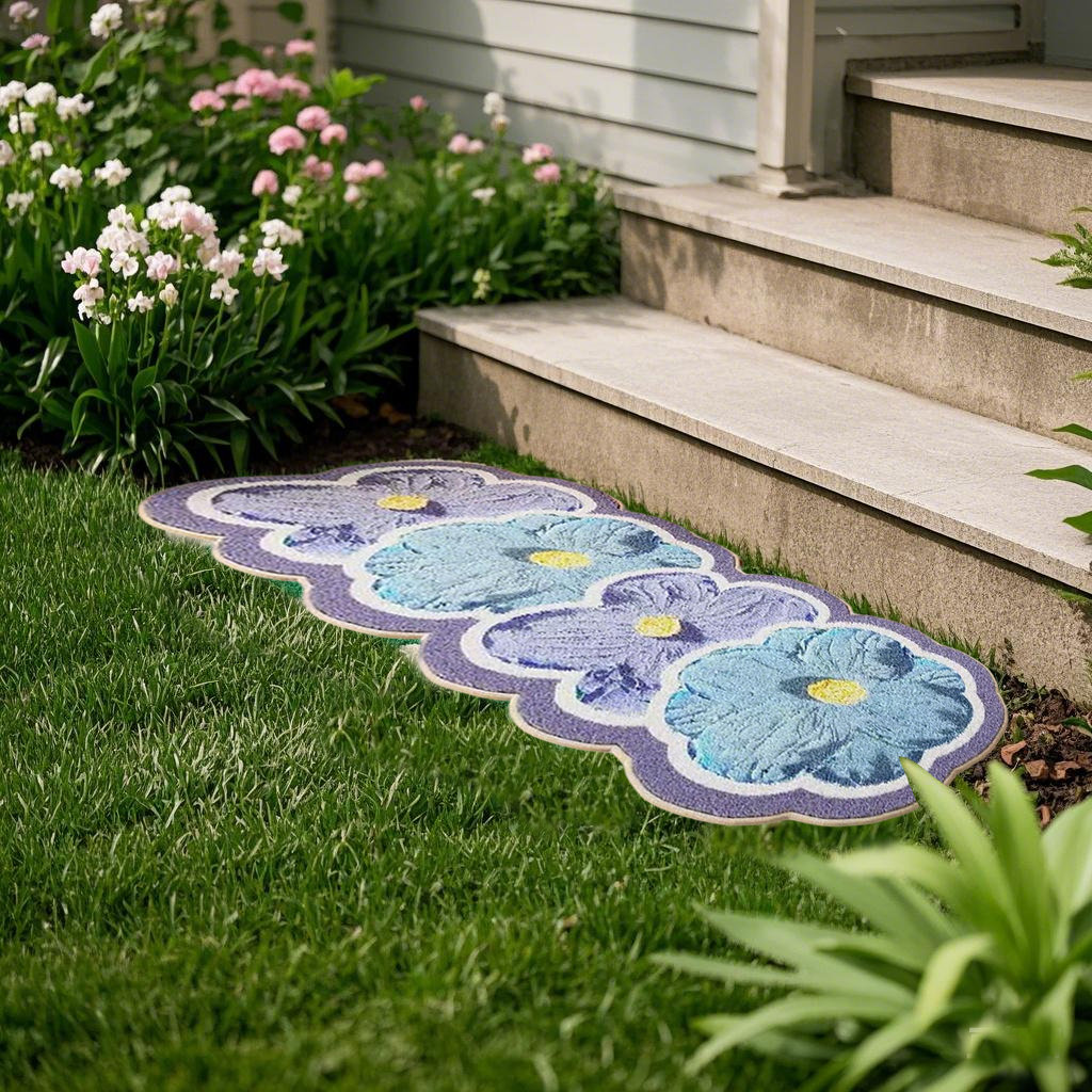 Winston Porter Area Rugs outdoor , Washable flower Irregular Shaped Rug ...