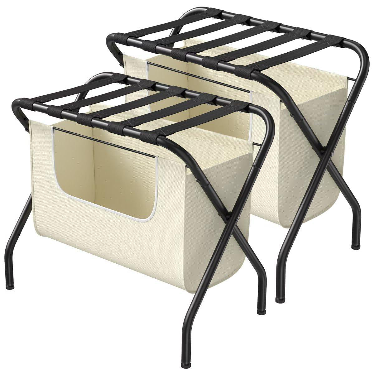 COOREL 2 Pack Luggage Rack With Laundry Bag, Guest Room Folding Space ...