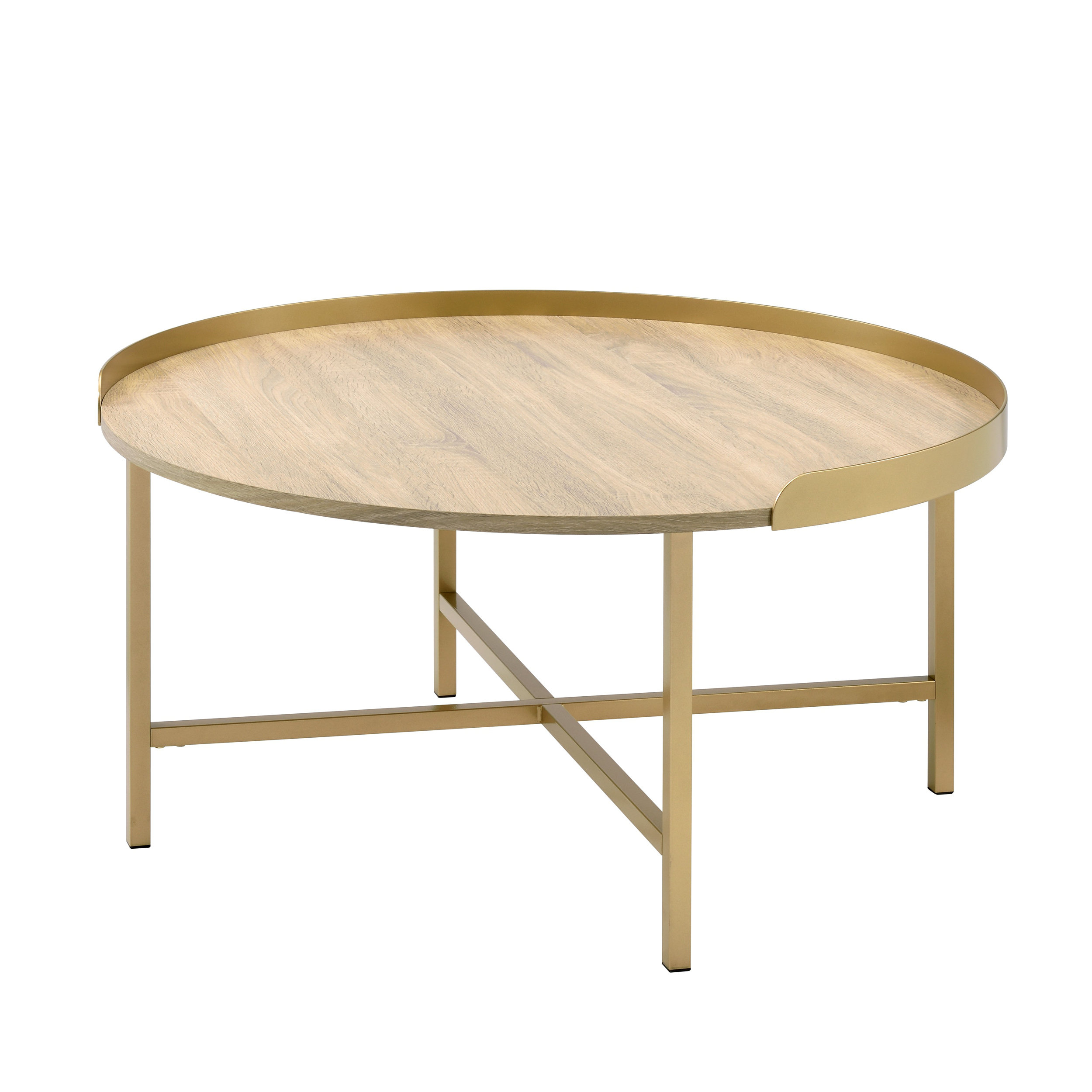 Ivy Bronx Modern 1-Piece Round Coffee Table with Gold Finish - Cross ...